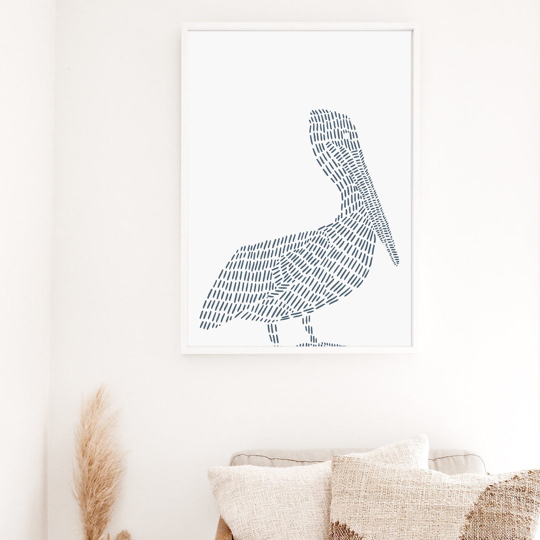 Pelican Print Modern Coastal Artwork Florida California Birds - Etsy