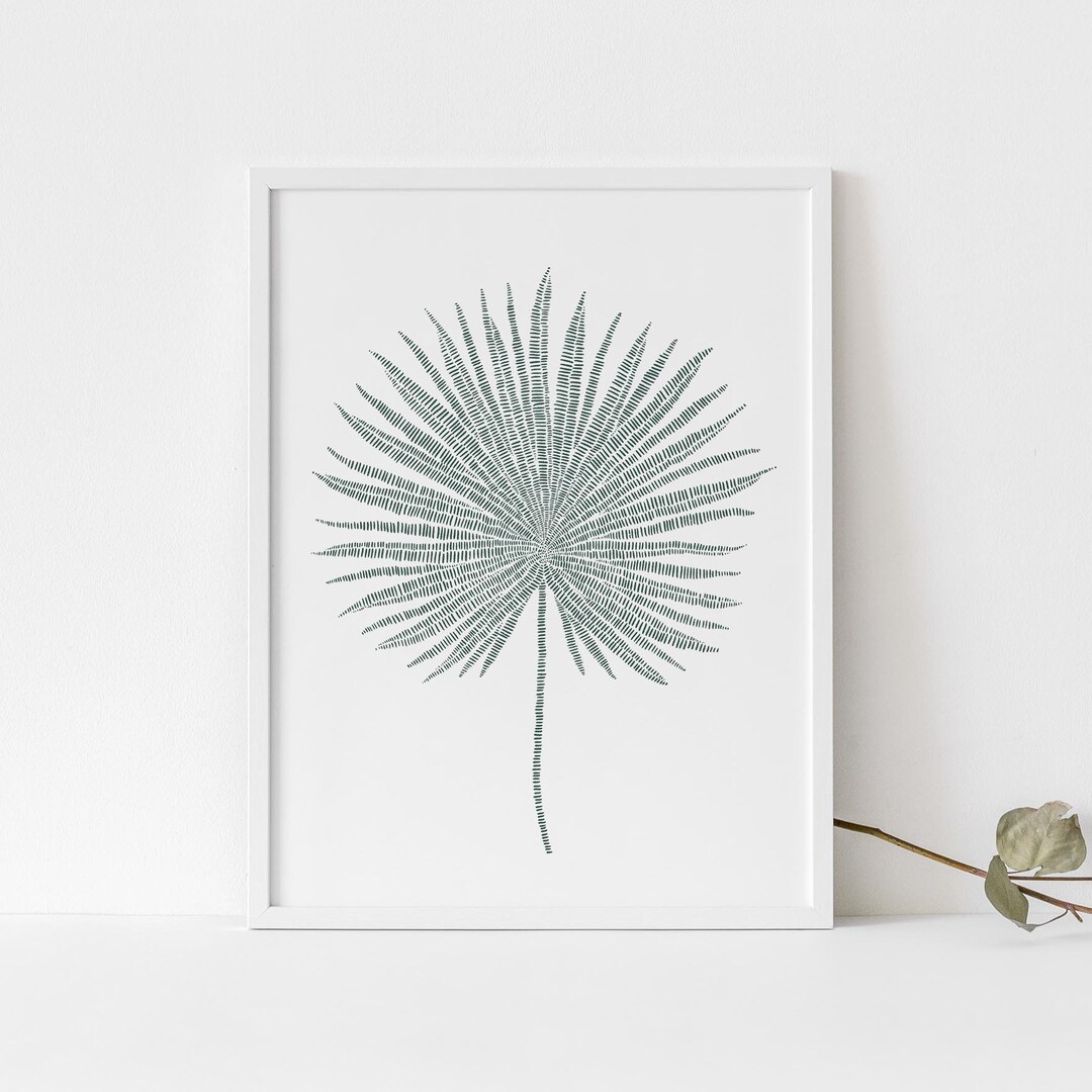 Palm Leaf Print | Palm Fan Frond Tropical Plant Botanicals in Green ...