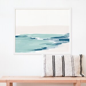 Modern Beach Art Chic Coastal Painting Large Statement Living Room Sea ...