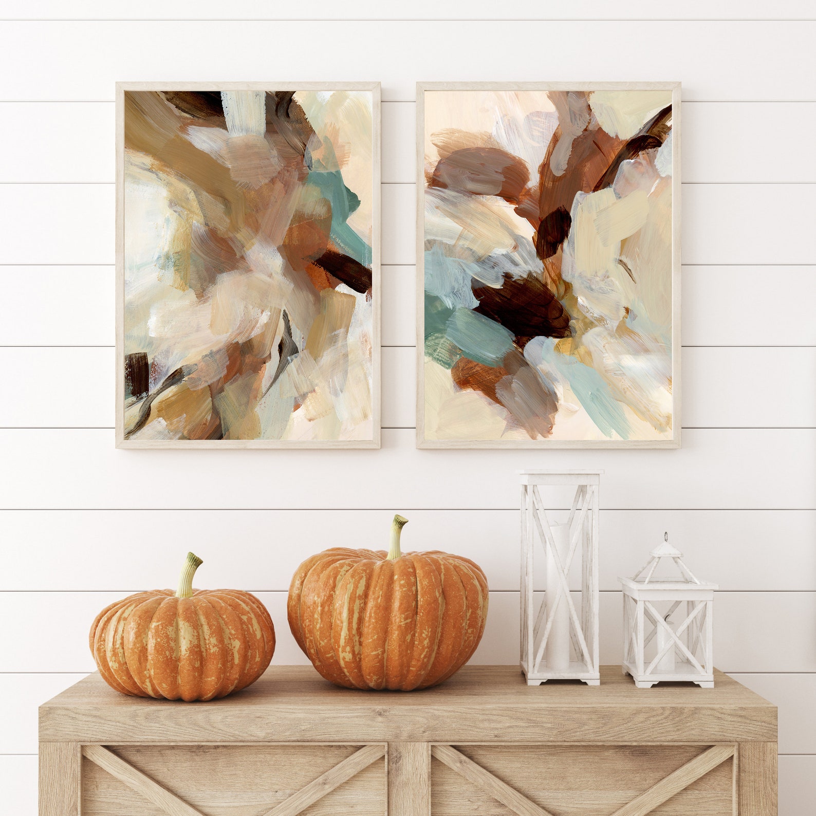 Earth Toned Abstract Painting | Modern Lodge Autumn Artwork Statement ...