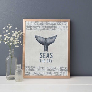 Seas the Day Art Poster Ocean Quote Artwork Nautical Decor - Etsy