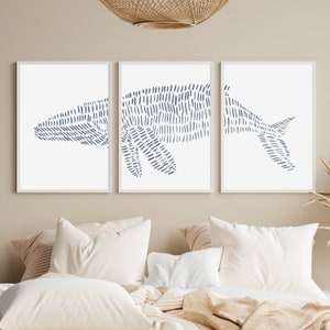Humpback Whale Artwork Nautical Decor Hamptons Coastal Triptych ...