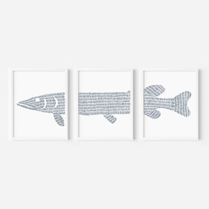 Northern Pike Print | Lake Fish Decor for Fishing Lakehouse, Fisherman ...