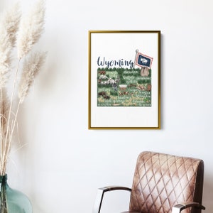 Wyoming State Map Illustrated Home State Moving Gift Idea Jackson Hole ...
