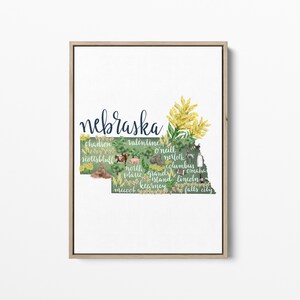 Nebraska Map Poster | Home State Illustration for Hometown Wall Decor ...