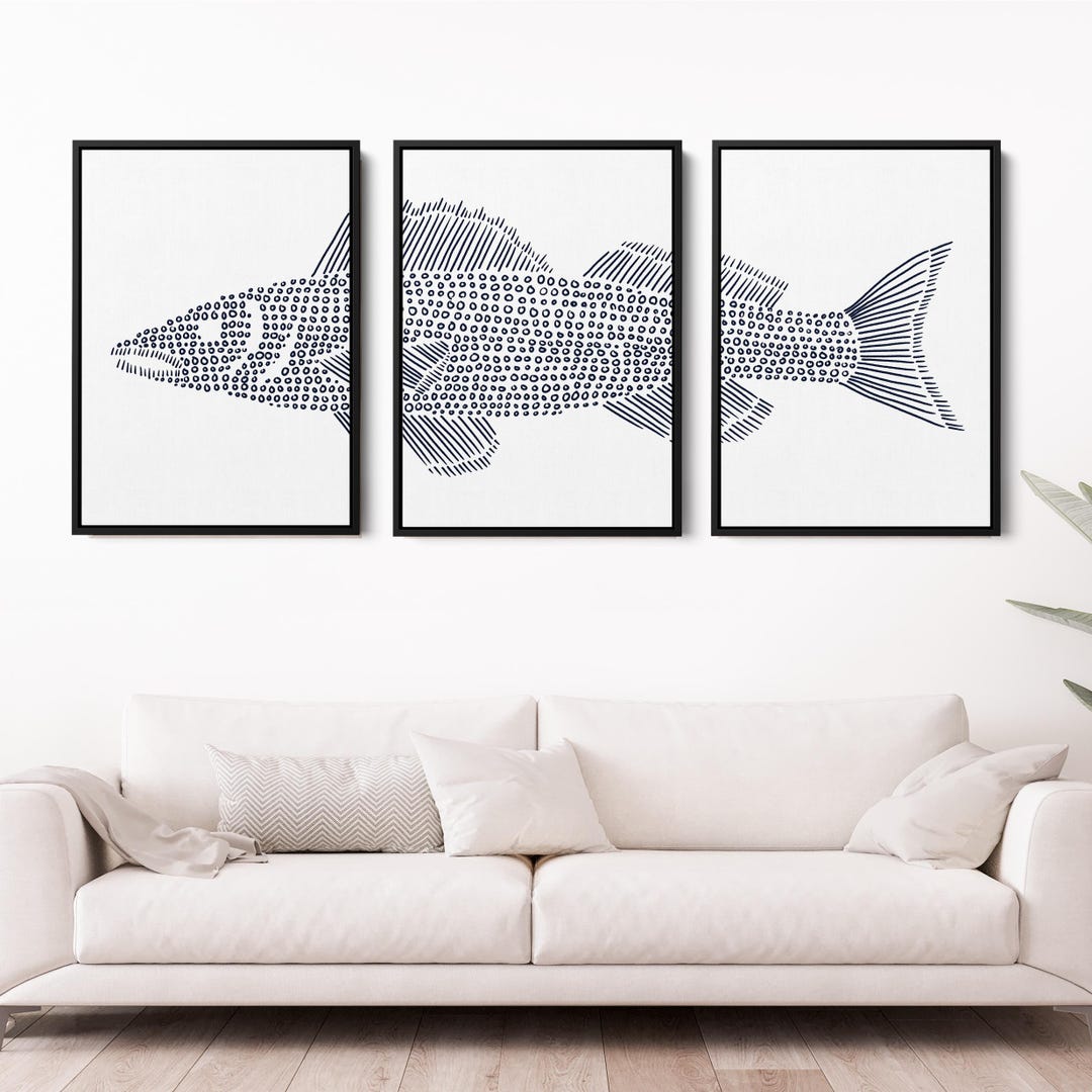 Fishing Decor | "walleye in Circles Triptych" - Set of 3 - Art Prints ...