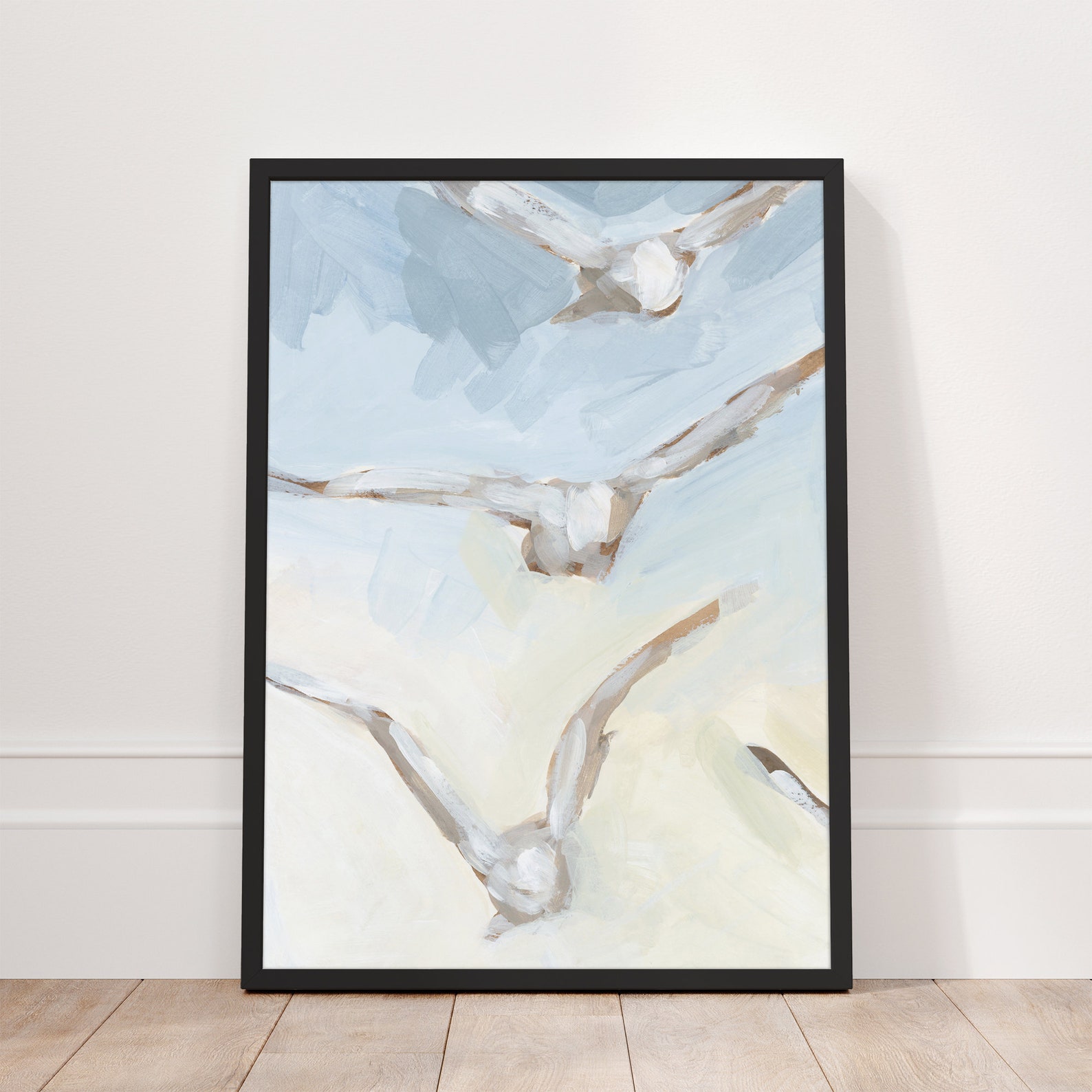 Modern Coastal Home Decor Sea Gull Seabird Painting Light Neutral Blue Beige Beachy Poster ...
