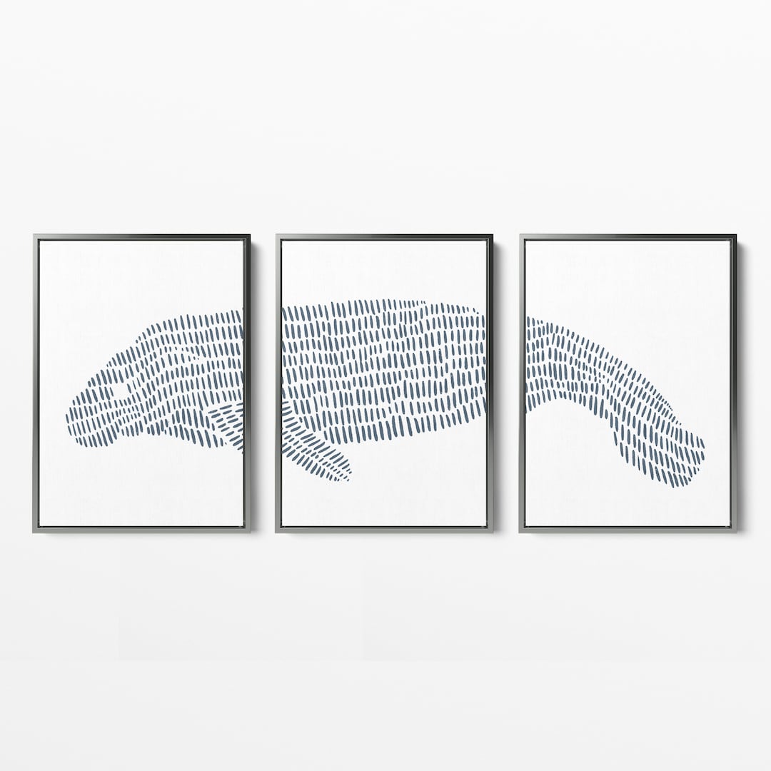 Manatee Print Triptych | Modern Beach House and Nursery Decor, Florida ...