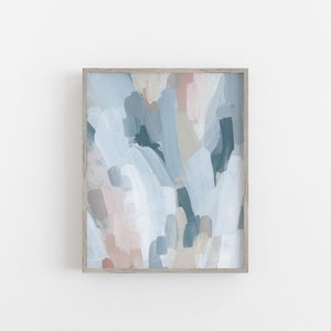 Light Pastel Blue Abstract Painting Modern Nursery Decor Pink and Blue ...