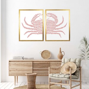Red Crab Print Set | Modern Nautical Minimalist Beach House Decor ...
