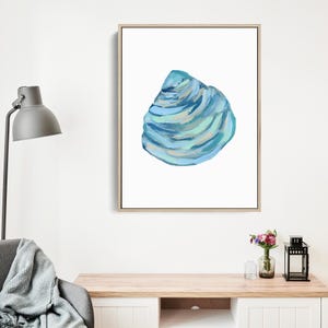 Aqua Quahog Shell Art | Coastal Still‑life Painting for Beach Bedroom ...