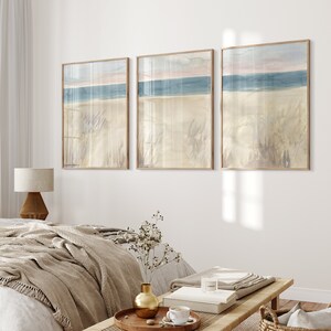 Beach Watercolor Painting Seascape Artwork Coastal Home Decor Triptych ...