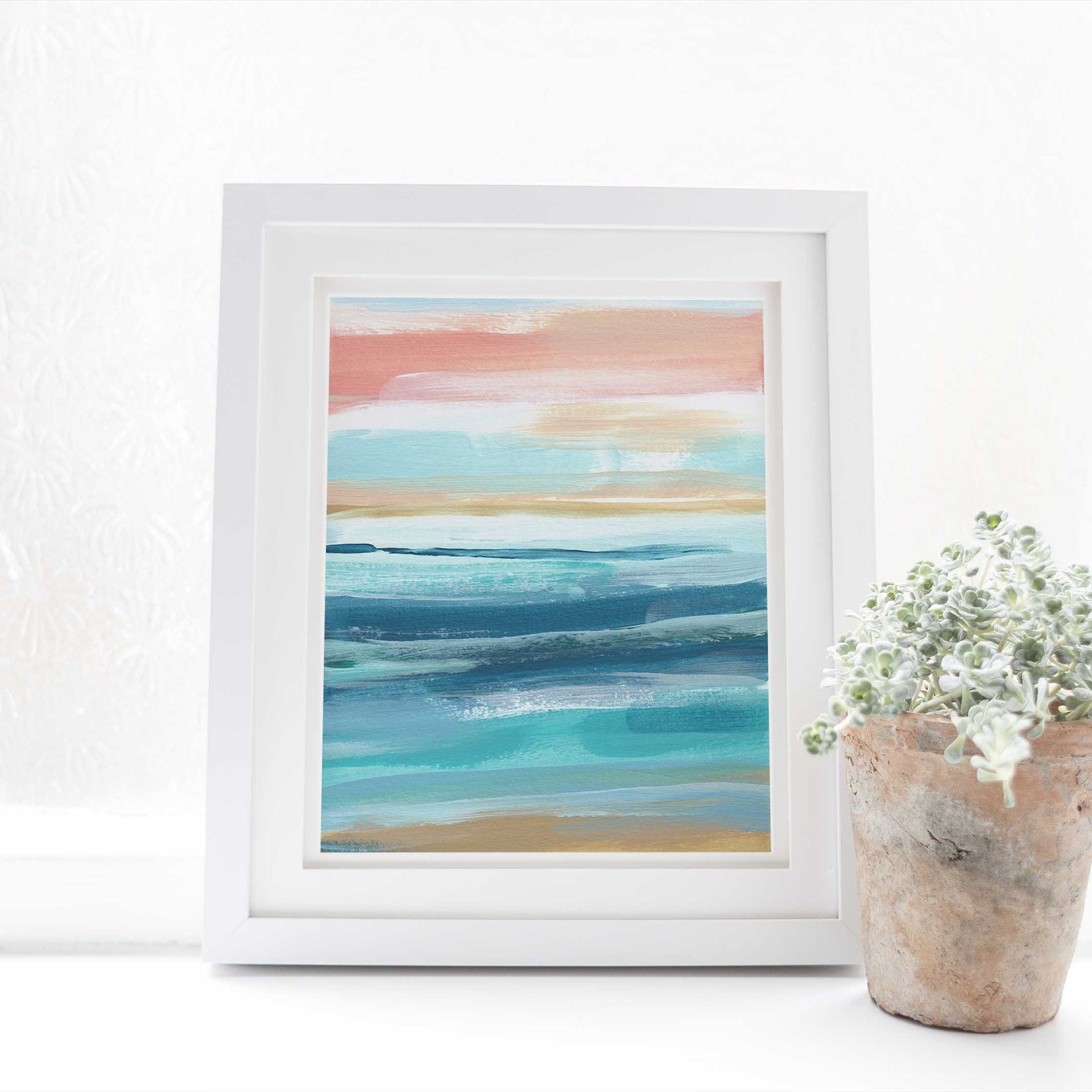 Beach Painting Art Original Modern Ocean Print Coastal Style - Etsy