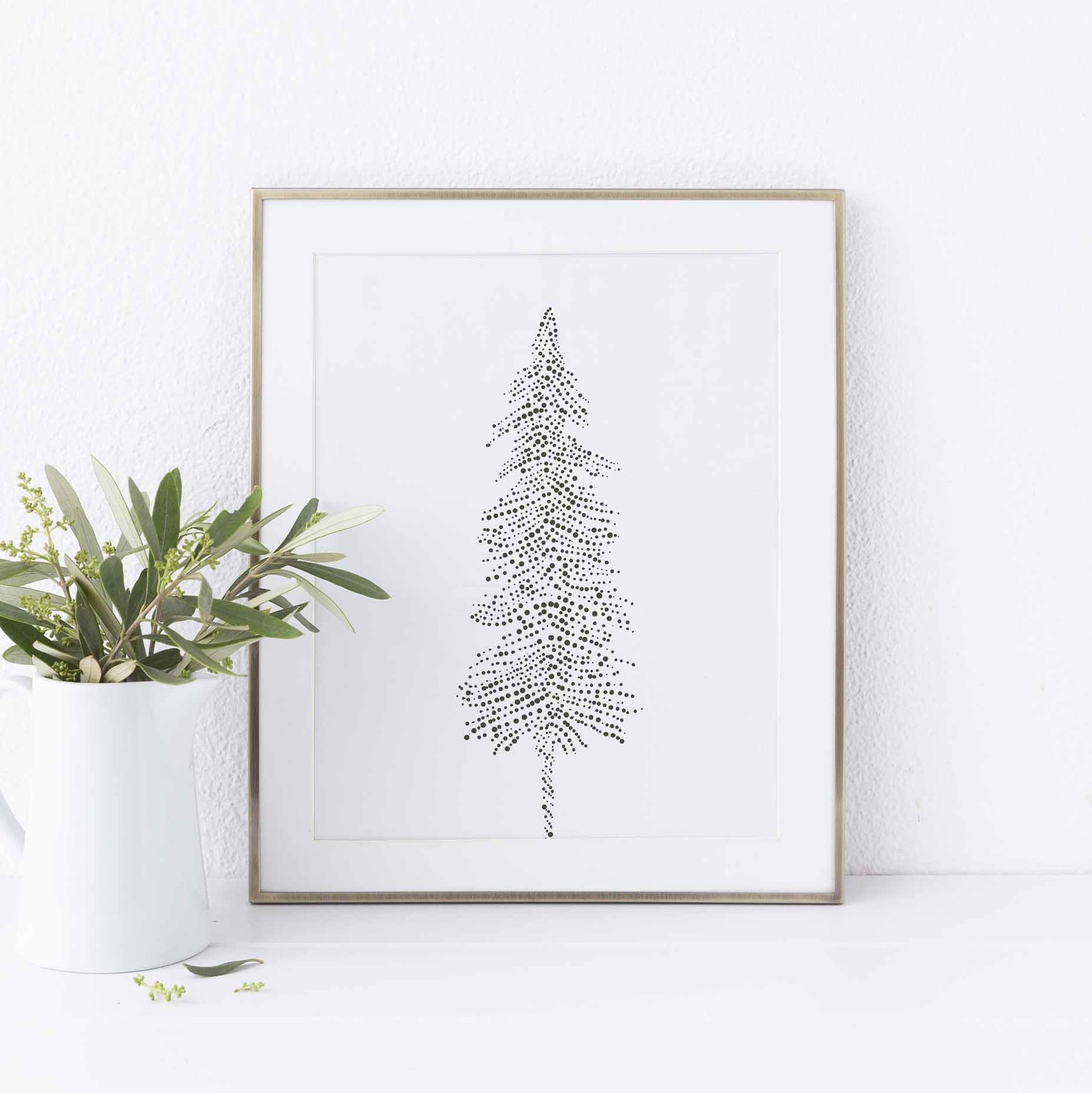 Pine Tree Print Fir Evergreen Modern Nordic Style Decor | Etsy