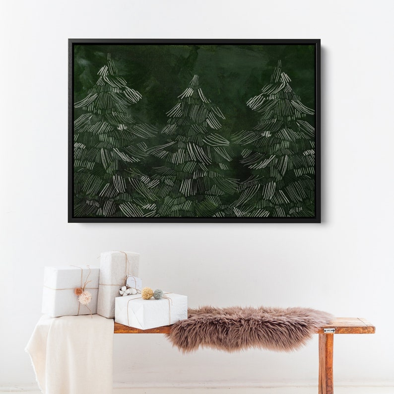 Nordic Evergreen Decor | "night of the Pines" - Art Print or Canvas - Etsy