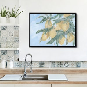 Citrus Lemon Painting Blue and Yellow Italy Countryside Art for Modern ...