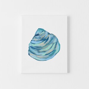 Aqua Quahog Shell Art | Coastal Still‑life Painting for Beach Bedroom ...