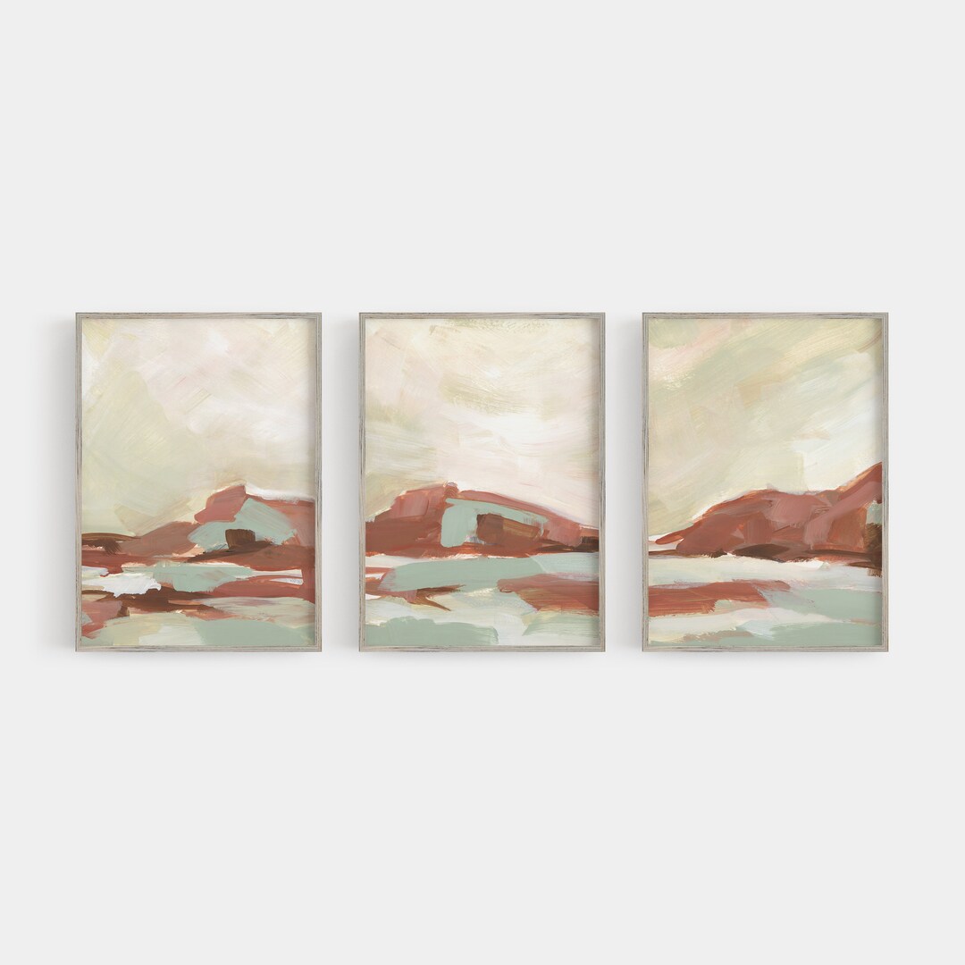 Desert Painting Arizona Sedona | Southwestern Panoramic Triptych ...