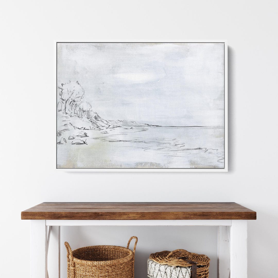 Seaside Painting | Coastline Art for Modern Beach Decor in Neutral ...