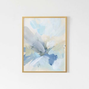 Light Blue Abstract Painting Neutral Tones Trendy Office Decor ...