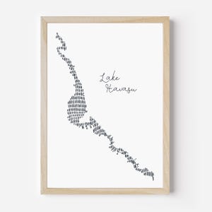 Lake Havasu Map Print | Arizona Lake Sign for Modern Minimalist ...