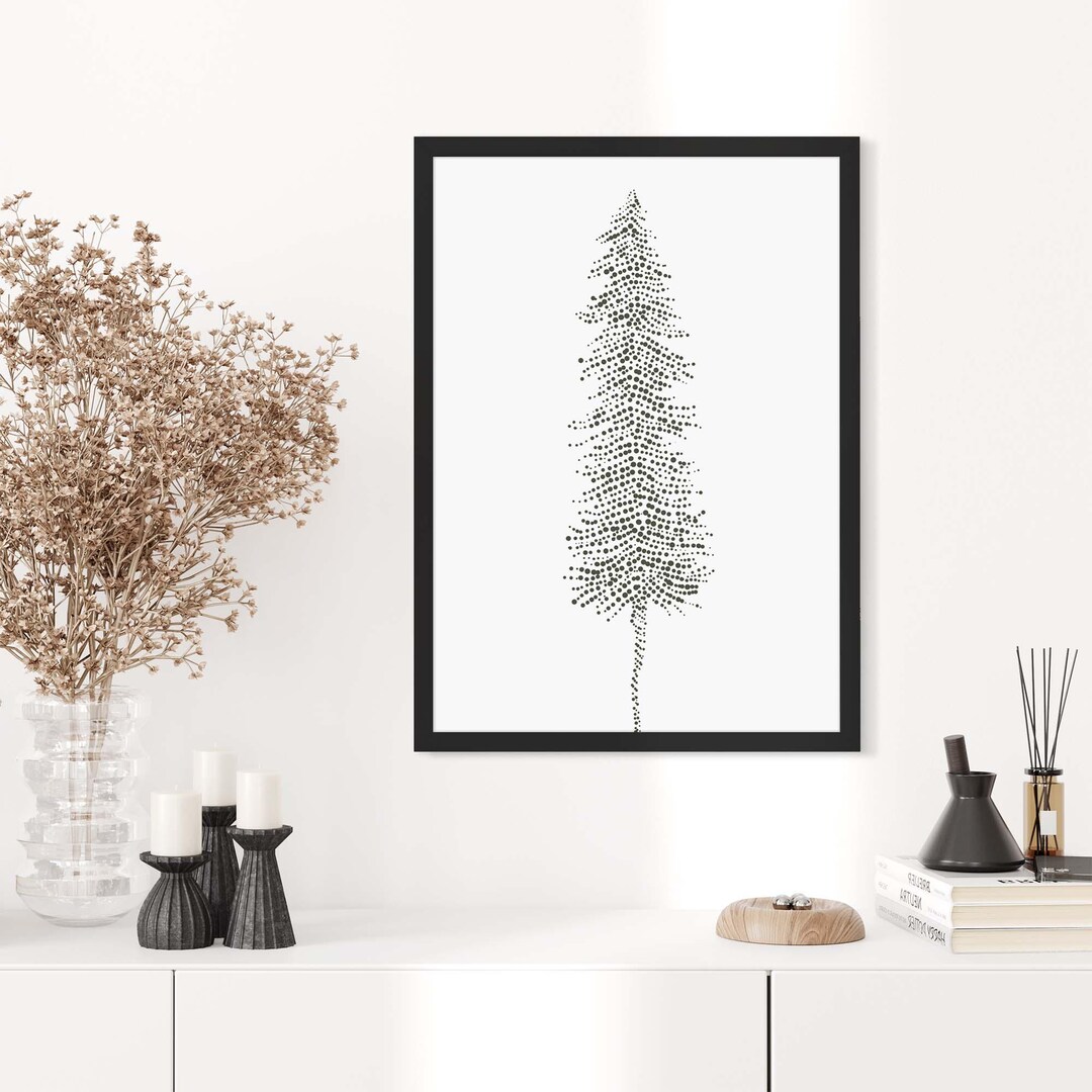 Nordic Pine Tree Art | Modern Scandinavian Decor for Forest Woodland ...