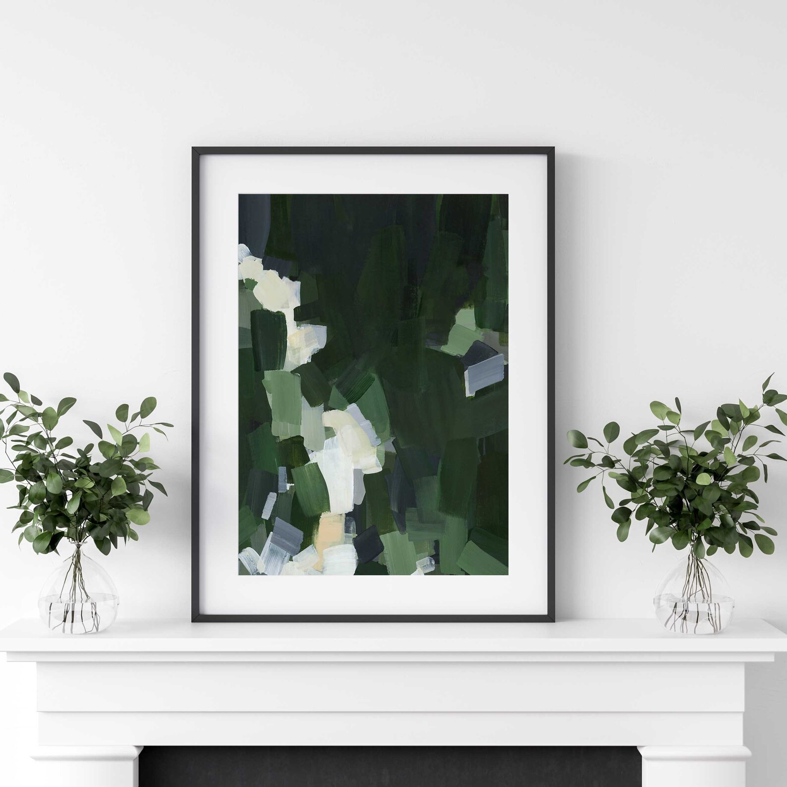 Green Abstract Print Modern Painting Dark Wall Artwork Hunter - Etsy