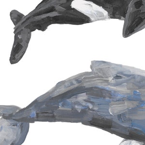 Whale Print Painting Humpback Orca and Beluga Modern Coastal - Etsy