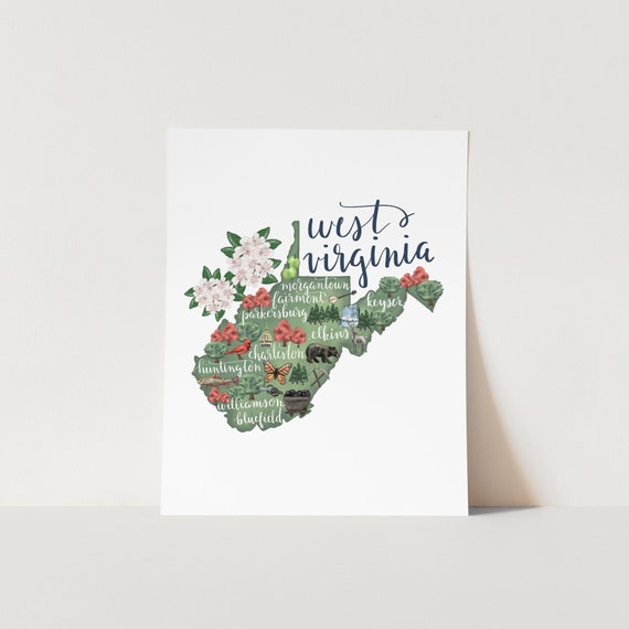 Mapa Imprimible De Virginia Occidental State West Virginia Vectores,
