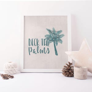 Deck the Palms Artwork Beach Holiday Decor for Coastal Christmas Poster ...