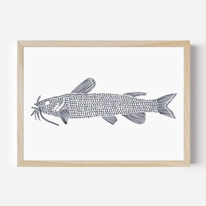 Lake Fish Art | Catfish Decor Modern Minimalist Fishing Gift Idea for ...