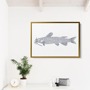 Lake Fish Art | Catfish Decor Modern Minimalist Fishing Gift Idea for ...