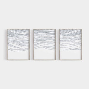 Coastal Wave Print Set | Abstract Ocean Art in Slate Blue, Modern Minimalist Triptych | "the ...