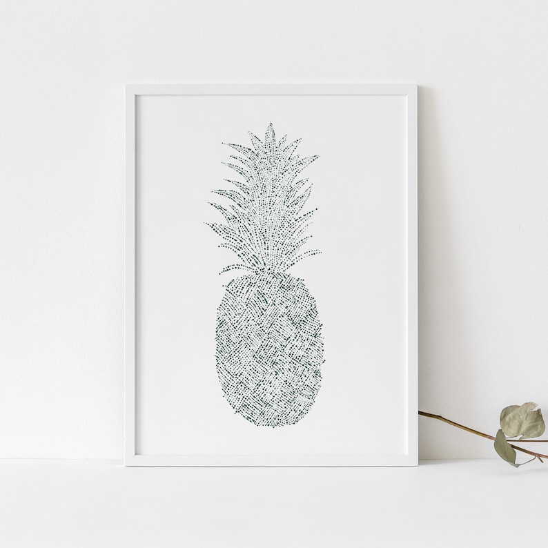 Pineapple Print Large Ananas Poster Modern Minimalist Boho | Etsy
