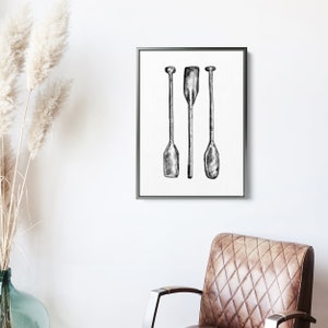 Canoe Paddle Nautical Wall Poster Illustration Lake House Life Decor ...