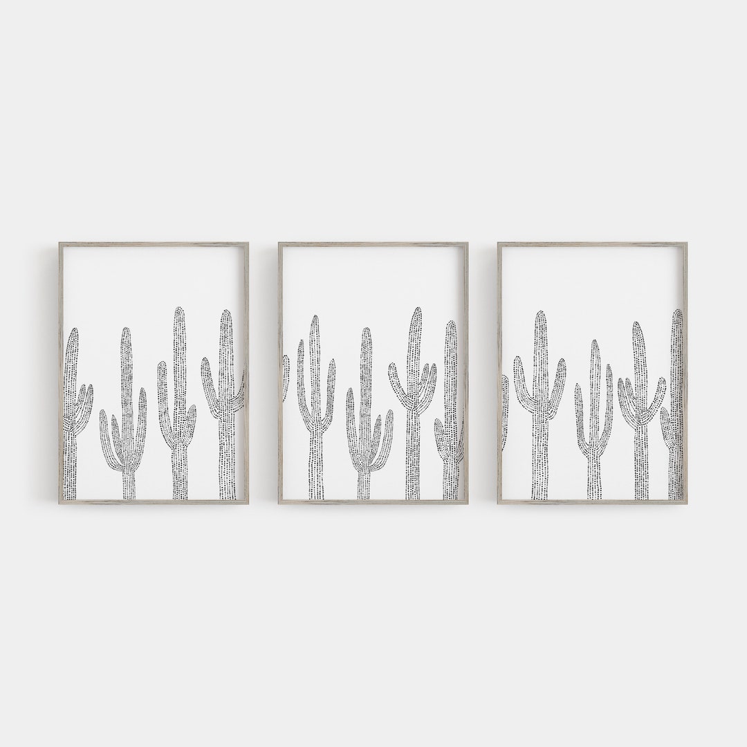 Cactus Print Set | Saguaro Decor Arizona Desert Southwestern Triptych ...