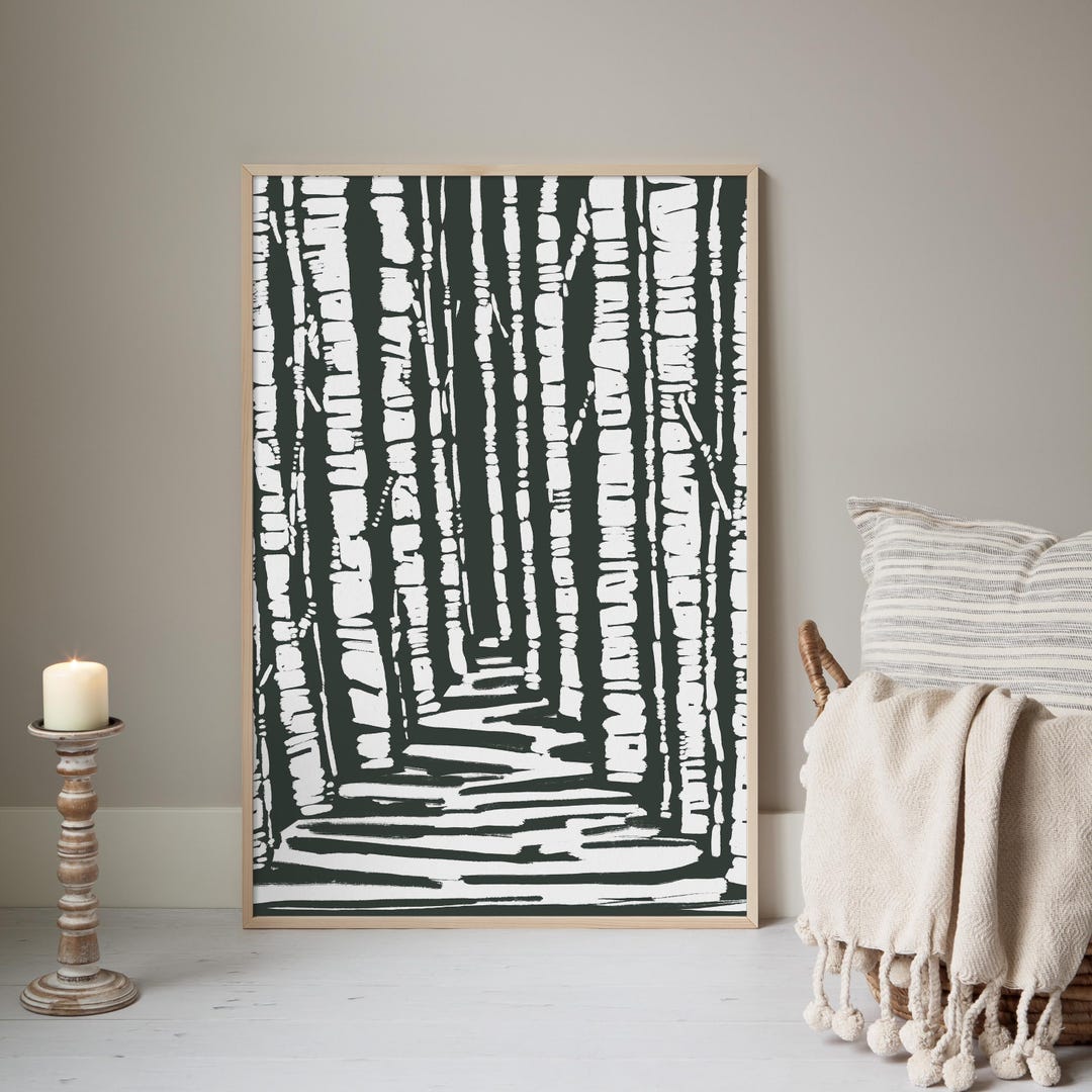 Birch Tree Forest Artwork | "mossy Forest Path" – Art Print or Canvas ...