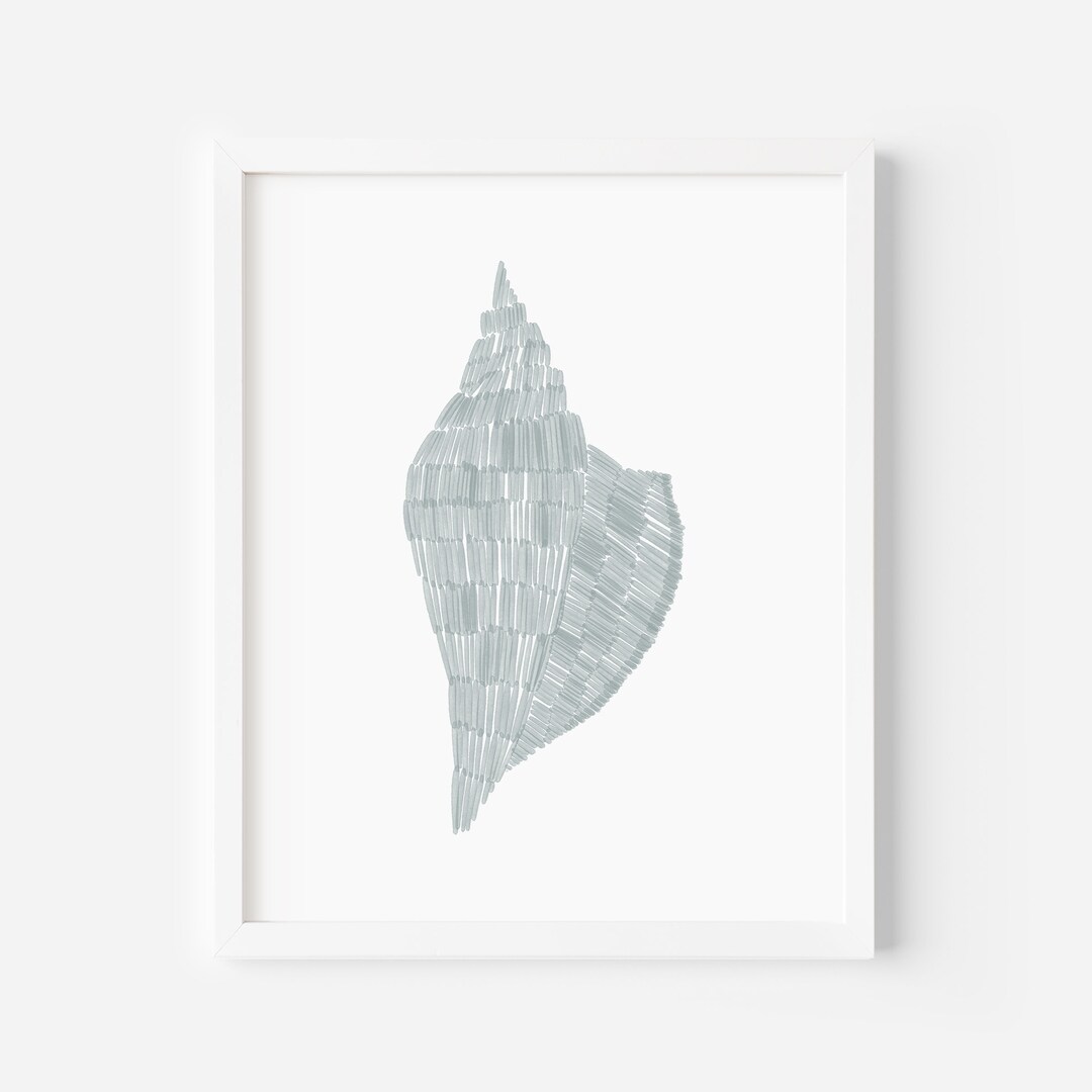 Conch Seashell Print Modern Coastal Home Decor Minimalist Beach House ...