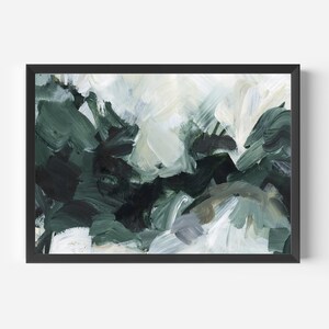 Abstract Winter Forest Painting | Green, White, Beige, and Gray Wall ...