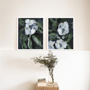 Floral Diptych | Dark Flower Painting for Modern Parisian Apartment ...