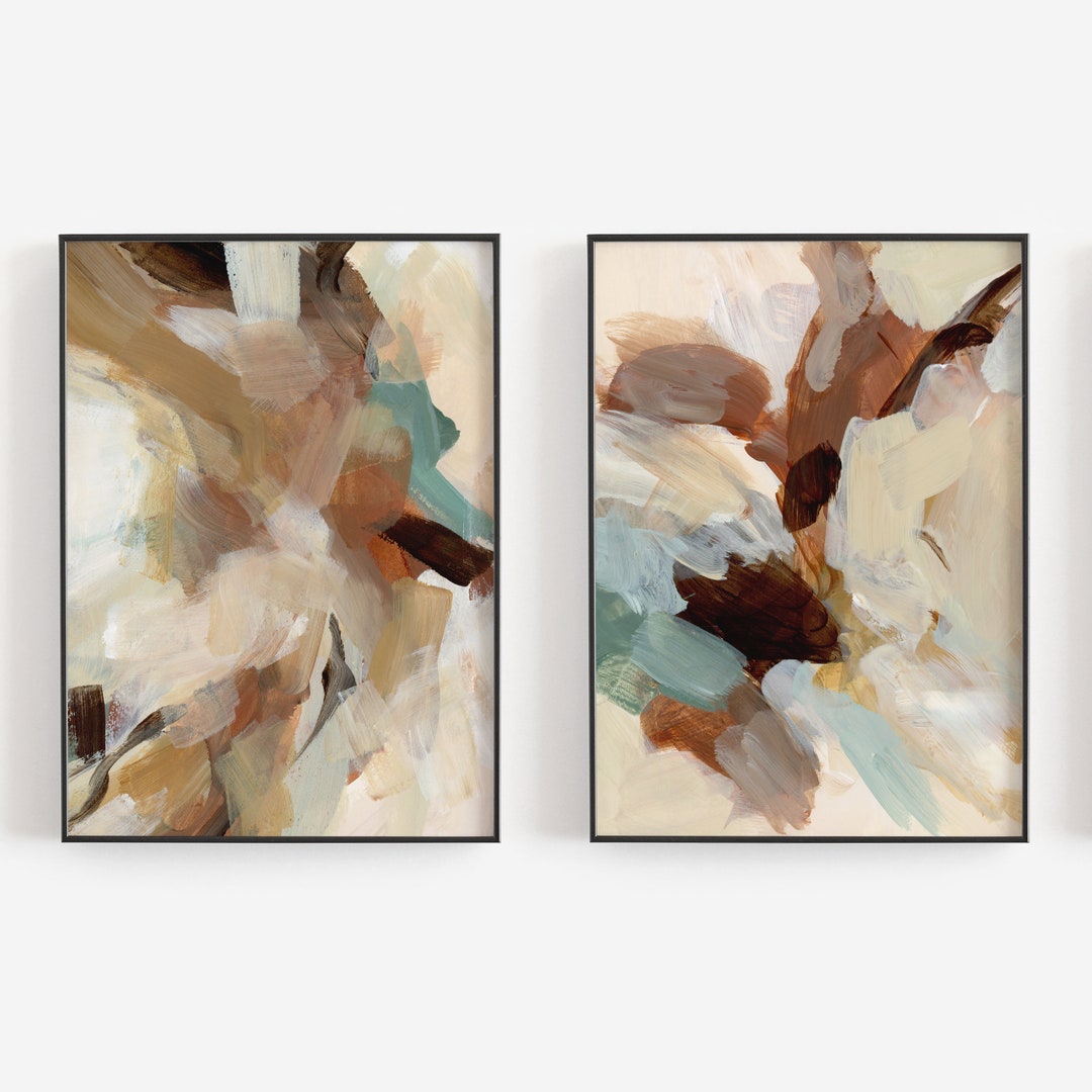Earth Toned Abstract Painting | Modern Lodge Autumn Artwork Statement ...