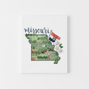 Missouri Map | Home State Mizzou Gift Landmark MO Illustration for Gift ...