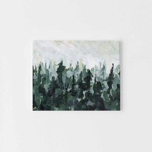 Pine Painting Tree Line Art Modern Cabin Gallery Winter Forest Woodland ...