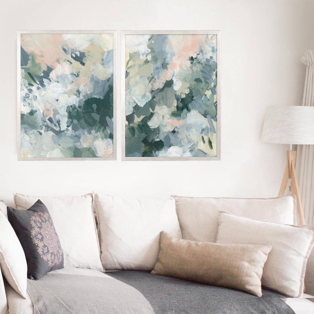 Modern Abstract Diptych Wall Decor | Two-piece Neutral Artwork for ...