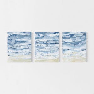 Wave Print Set Ocean Painting Sea Decor Beach House Statement Artwork ...
