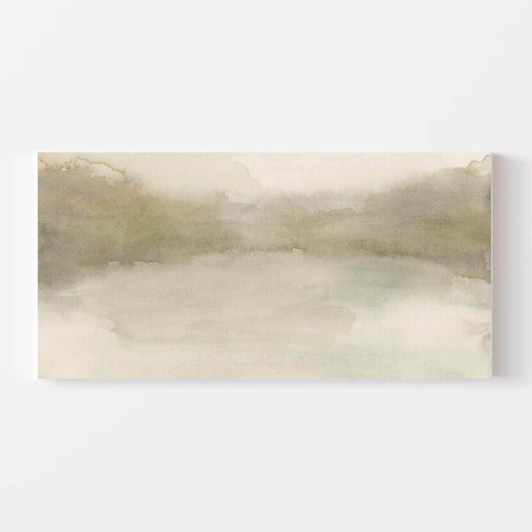 Watercolor Landscape Painting Neutral Warm Toned Farmhouse Statement ...