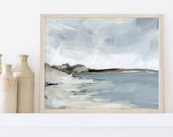Coastal Wall Art | Beach Painting | Neutral Seascape Modern Shoreline ...