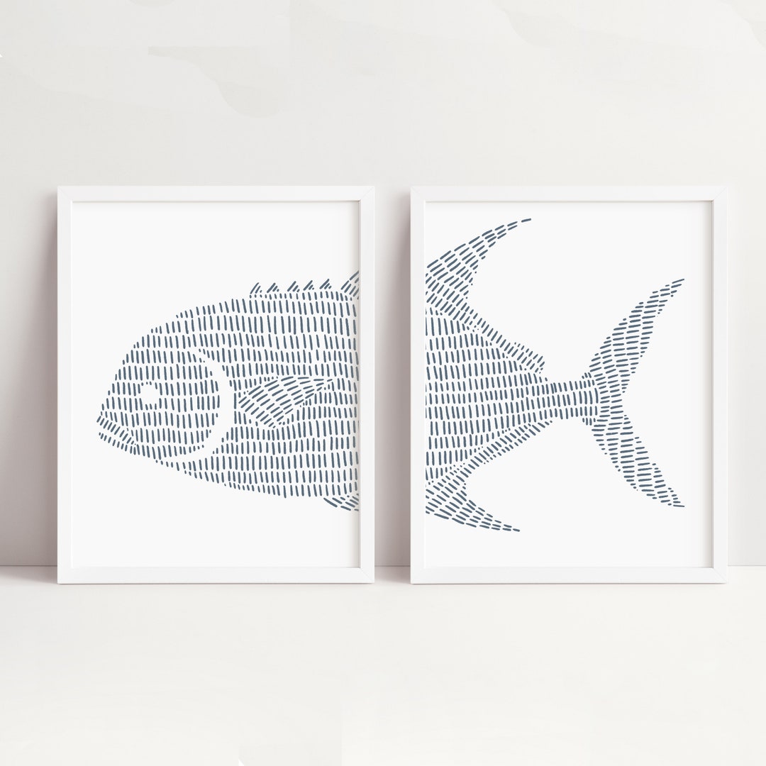 Permit Fish Print Set | Beach House Ocean Coastal Decor for Gift ...