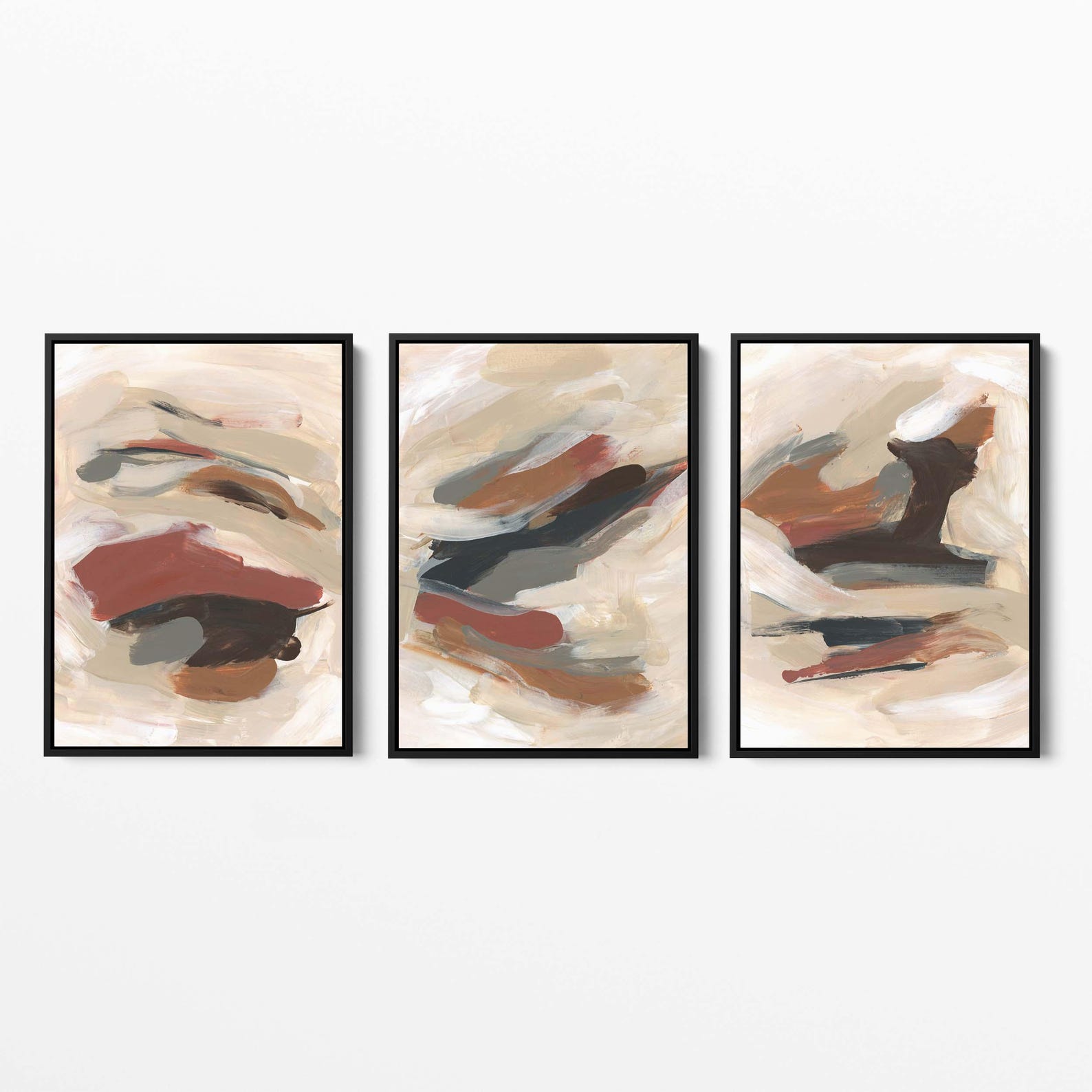 Abstract Neutral Fall Paintings | Warm Tone Minimalist Wall Art ...