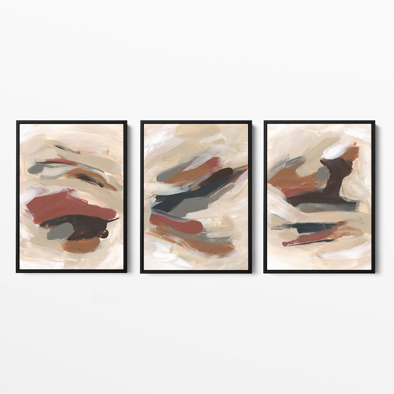 Abstract Neutral Fall Paintings | Warm Tone Minimalist Wall Art ...